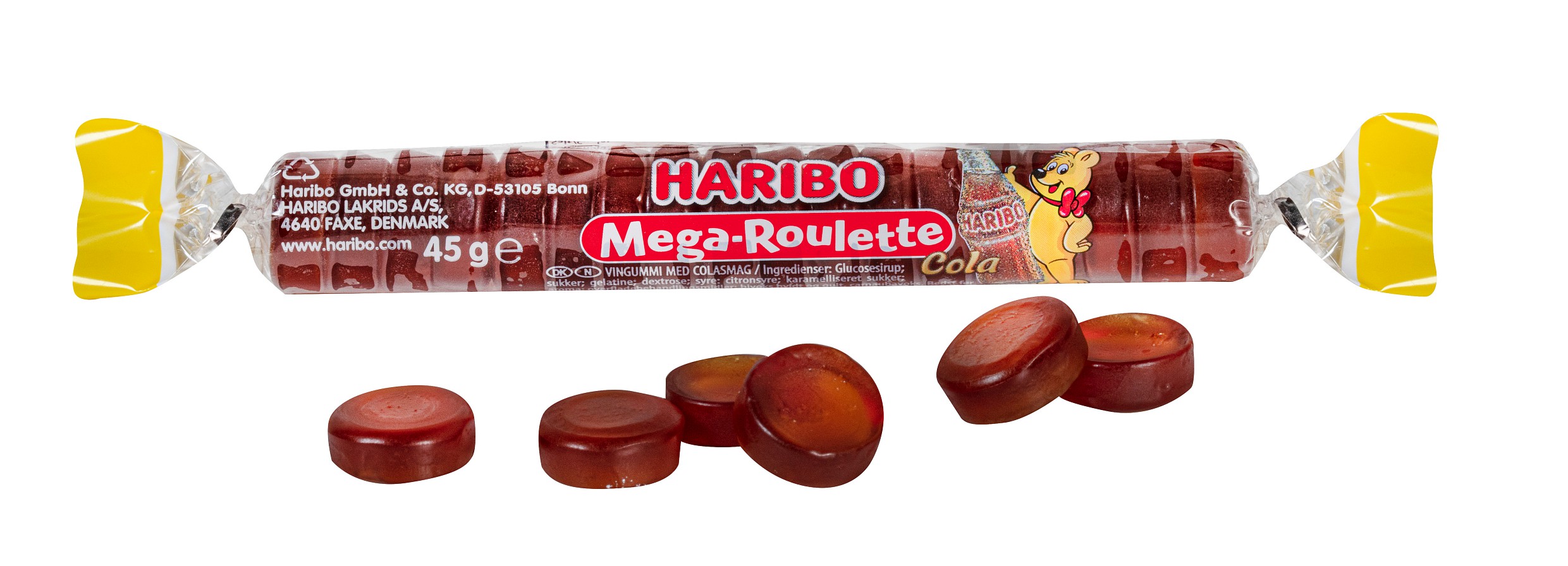 Display de 40 Mega Roulettes Happy Cola 45gr Haribo - HELLOCANDY