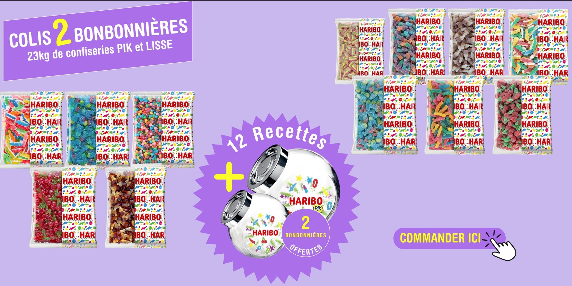 Kit de 2 bonbonnières HARIBO avec 23 kilos de bonbons HARIBO - HELLOCANDY