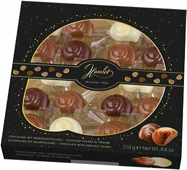 Boîte assortiment escargots au chocolat pralinés Hamlet 195gr - HELLOCANDY